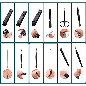 XUSAI Nail Clippers Set , Professional Nail Cutters for Thick Nails, Sharp Sturdy Nail Clippers Set for Men & Women, with Leather Portable Travel Case. (Blue 4 in 1), 50.0 grams