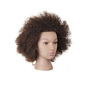 Kalyx Mannequin Head African American with 100% Human Hair Cosmetology Afro Hair Manikin Head for Practice Styling Braiding
