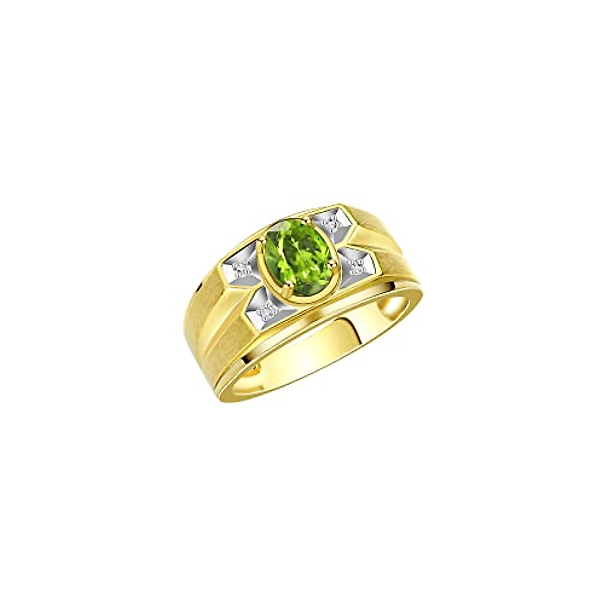 Rylos Simply Elegant Beautiful Peridot & Diamond Ring - August Birthstone* Size 8