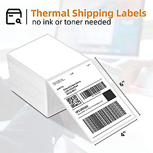 4x6 Thermal Direct Shipping Labels, Shipping Label Printer Paper ?Fan-Fold Mailing Labels for Desktop Label Printer, Self-Adhesive Compatible with Zebra, Rollo, Dymo, MUNBYN, USPS 4" x 6", 500-Pack