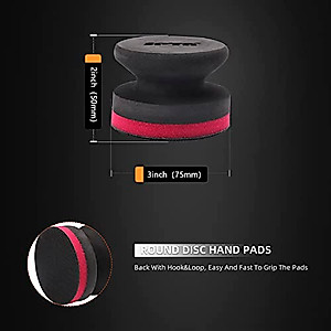 Car Wax Applicator, SPTA Car Handle Foam Applicator Pads,5Pcs 3 Inch Mix Waxing Pads Set Grip Applicator Foam Pads & Microfiber Pad Kit, Detailing Buffing Pads for Car Polishing Waxing Buffing Glaze