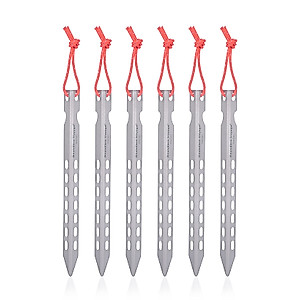 iBasingo 6pieces/Lot Ultralight Titanium Tent Pegs Outdoor Camping Tent Stakes for Sand Heavy Duty Portable Tent Nail for Garden Picnic A-Ti4008P