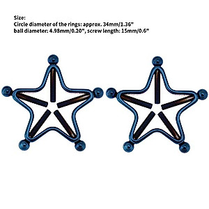 YOOJIA 1 Pair Adults Non-Piercings Nipple Shield Adjustable Body Piercing Geometric Stars Nipple Clamp Ring Body Jewelry #1 Blue One Size