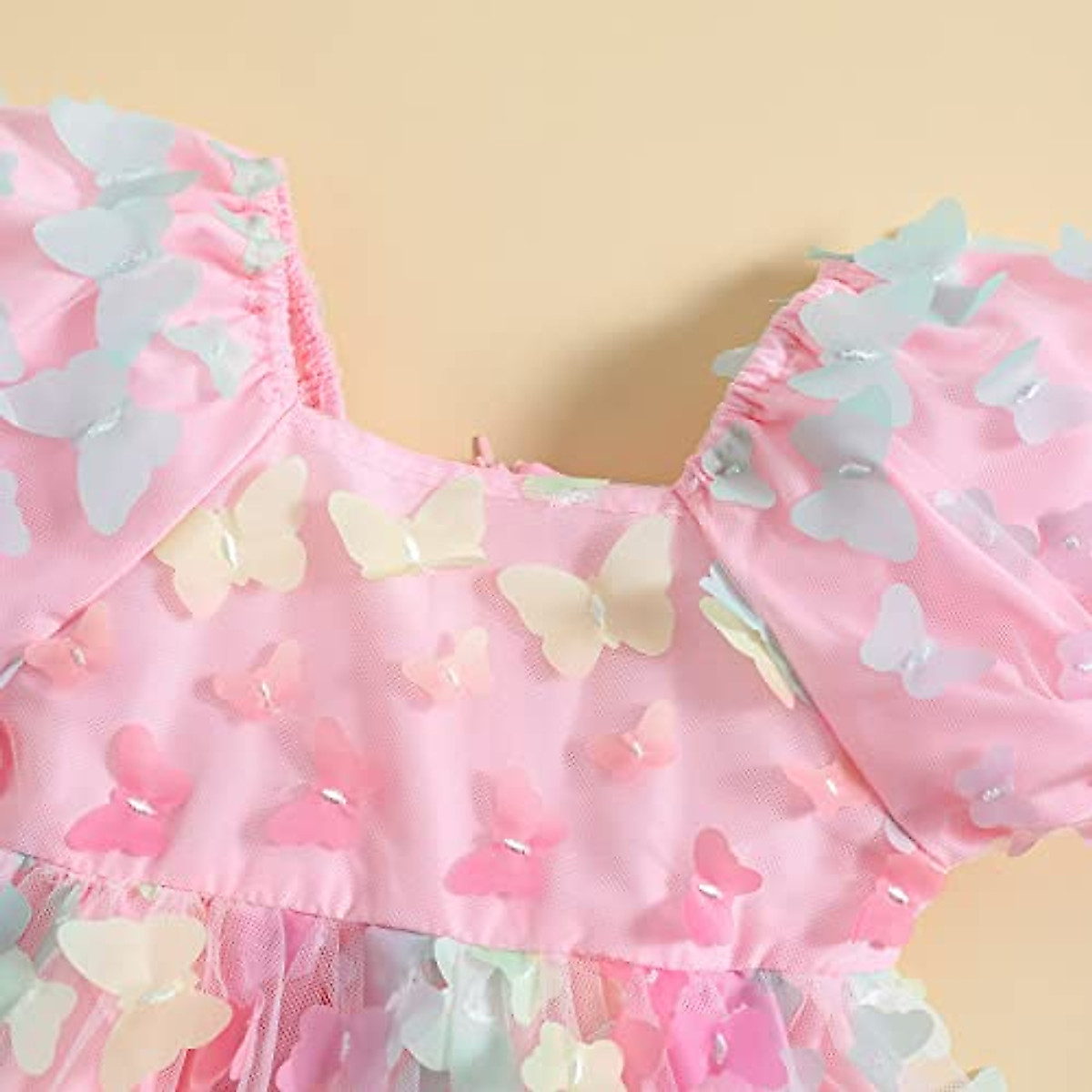 Kids Toddler Baby Girl Princess Dress 3D Butterfly Tulle Dress Summer Fairy Cosplay Birthday Tutu Dress (Multicolored, 4-5 Years)