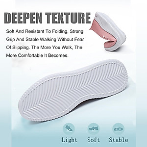 Lymphvity Women's Flower Embroidered Mesh Slip On Walking Shoes Height Fashion Wedge Increasing Loafers Sneakers Non Slip Memory Foam Mom Walking Nurse Shoes (7,Pink)