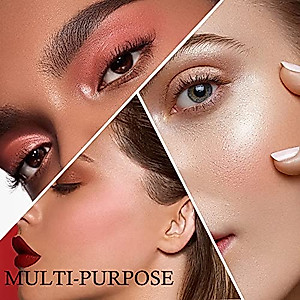 Boobeen Blush and Highlighter Kit, 3 in 1 Makeup Pressed Powder Palette Shimmer Bronzer, Orange&Pink Matte Blusher Blendable Glow Face Palette for a Redness and Glowing Look