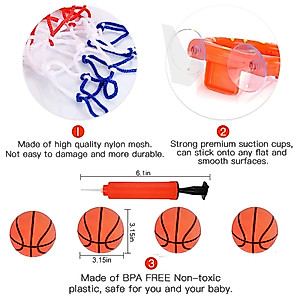 Cyfie Bath Toys Toddler, Bathtub Basketball Hoop Toy for Kids Ages 4-8, Suction Cup Basketball Hoop Set with 4 Balls, Shower Bath Toys Basketball for Toddlers Boys Girls