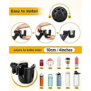 Universal Cup Holder Stroller Drink Holder for Bikes, Trolleys or Walkers, Fits Most Cups