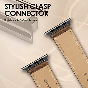 SWEES Leather Band Compatible with Apple Watch Bands 46mm 45mm 44mm 42mm (Series 1/2/3) Men Women, Vintage Genuine Leather Replacement Wristband for iWatch Series 10 9 8 7 6 5 4 3 2 1 SE Retro Walnut