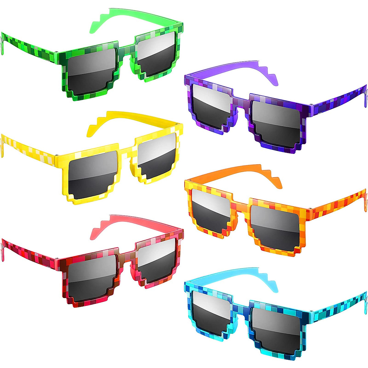 Flutesan Pixel Sunglasses Miner Party Favors Pixel Party Favors Glasses for Kids Adults Birthday Party Pixelated Game Party Supplies(12 Pair)