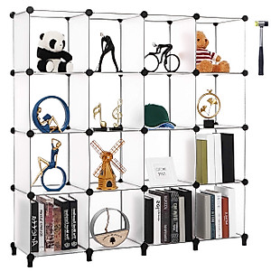 ANWBROAD Cube Storage Organizer 16 Cubes DIY Closet Bookshelf with Space Saving Shoe Rack Plastic Shoe Storage Organizer Unit for Bedroom Closet Office Living Room Hallway Entryway ULCS016T+ULCS16TX