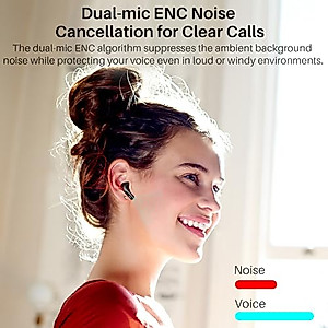 TOZO T20 Wireless Earbuds Bluetooth Headphones 48.5 Hrs Playtime, IPX8 Waterproof, Dual Mic Call Noise Cancelling with Wireless Charging Case Black