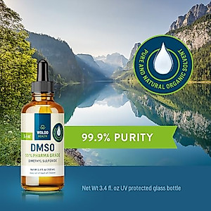 DMSO 99.9% Pharmaceutical Grade with 99.9% Purity & Low Odor - 3.38oz (Dimethyl Sulfoxide) Glass Bottle with Dropper
