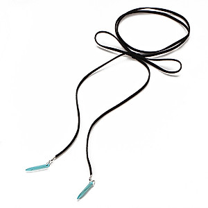 FXmimior Women Necklace Vintage Long Choker with Turquoise Pendant Sexy Rock Handmade Layered Necklace For Women (black)