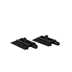 Bachmann Trains - Snap-Fit E-Z TRACK HAYES BUMPERS (2/card) - STEEL ALLOY Rail With Black Roadbed - HO Scale Grey, 8