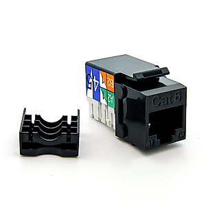 Beszin Cat.6 RJ45 110 Type Keystone Jack (10-Pack, Black)