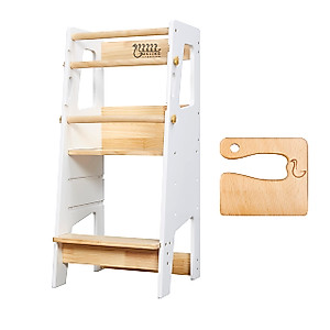 Gosling creative Toddler Standing Tower | Safe Montessori Step Stool for Toddlers, Perfect Tower for Learning New Skills | Ideal Helper for Little Kids in The Kitchen | White