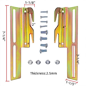 POROHOM 2Pcs #711 Bolt-On to Hook-On Bed Frame Conversion Brackets with Hardware Hook Plate,Headboard Hook Set, Hook on Bed Rails, Hook on Bed Frame Brackets