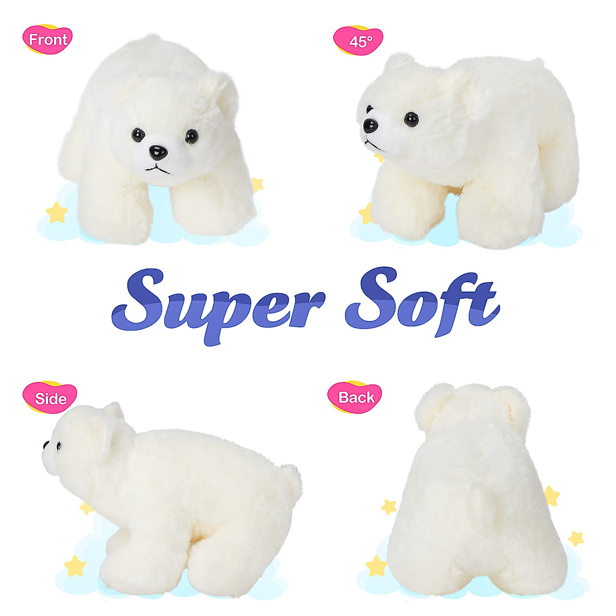 BSTAOFY Light up Polar Bear Stuffed Animal LED Night Light Soft Plush Toy Glow Gift for Kids on Christmas Birthday Valentine's Day, 11'', White