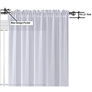 WPM Peach Color Window Sheer Treatment Panels Beautiful Rod Pocket Voile Elegance Curtains Drapes for Living Room, Bedroom, Kitchen Fully Stitched, Set of 2 (Blush Pink, 84" Inch Long)