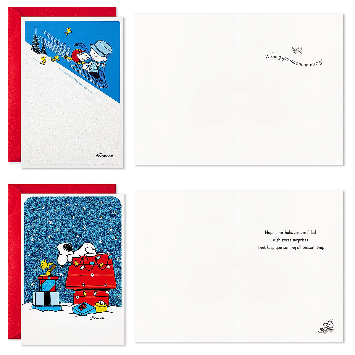 Hallmark Peanuts Boxed Christmas Cards Assortment, Classic Comics (4 Designs, 16 Cards and Envelopes)