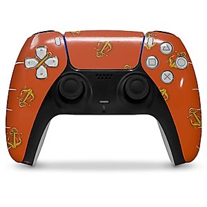 WraptorSkinz Skin Wrap compatible with Sony PS5 DualSense Controller Anchors Away Burnt Orange (CONTROLLER NOT INCLUDED)
