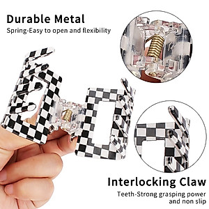 Ahoney 4 Pack Checkered Hair Claw Clips for Thin Hair 2" Y2k Accessories Cute Small Hair Clips for Thick Hair for Women Girls