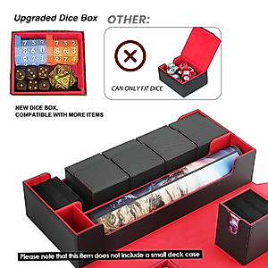Scimi MTG Card Storage Box TCG Deck Case Holds Fits 5 Decks Card Box Or 800+ Sleeved Cards for MTG, YuGiOh, Uno, TCG, Trading Cards Sport Cards with Mat Case and Strong Magnet Closure (Black & Red)