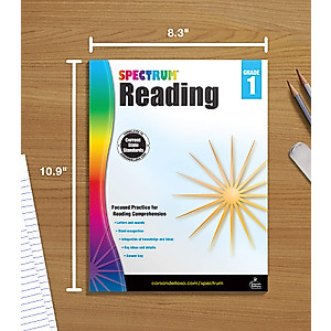 Spectrum 1st Grade Reading Comprehension Workbook, Ages 6 to 7, Reading Grade 1, Letters and Sounds, Sight Words Recognition, and Nonfiction and Fiction Passages - 158 Pages (Volume 20)