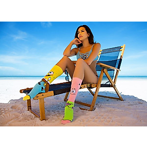 Odd Sox, SpongeBob and Patrick, Novelty Crew Socks, Crazy Fun Graphic Silly 90s