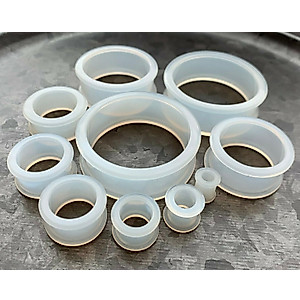 Lobal Domination PAIR of Clear Soft Silicone Ear Tunnels Plugs - up to size 50mm! (1&3/4" (44mm))