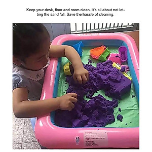 Topwon Inflatable Sand for Kids/Sand Tray/Sand Molds/Inflatable Sand/Portable Sand Tray/Sand Tray Lid/Gift (29.5×39.3Inch, Random Color)