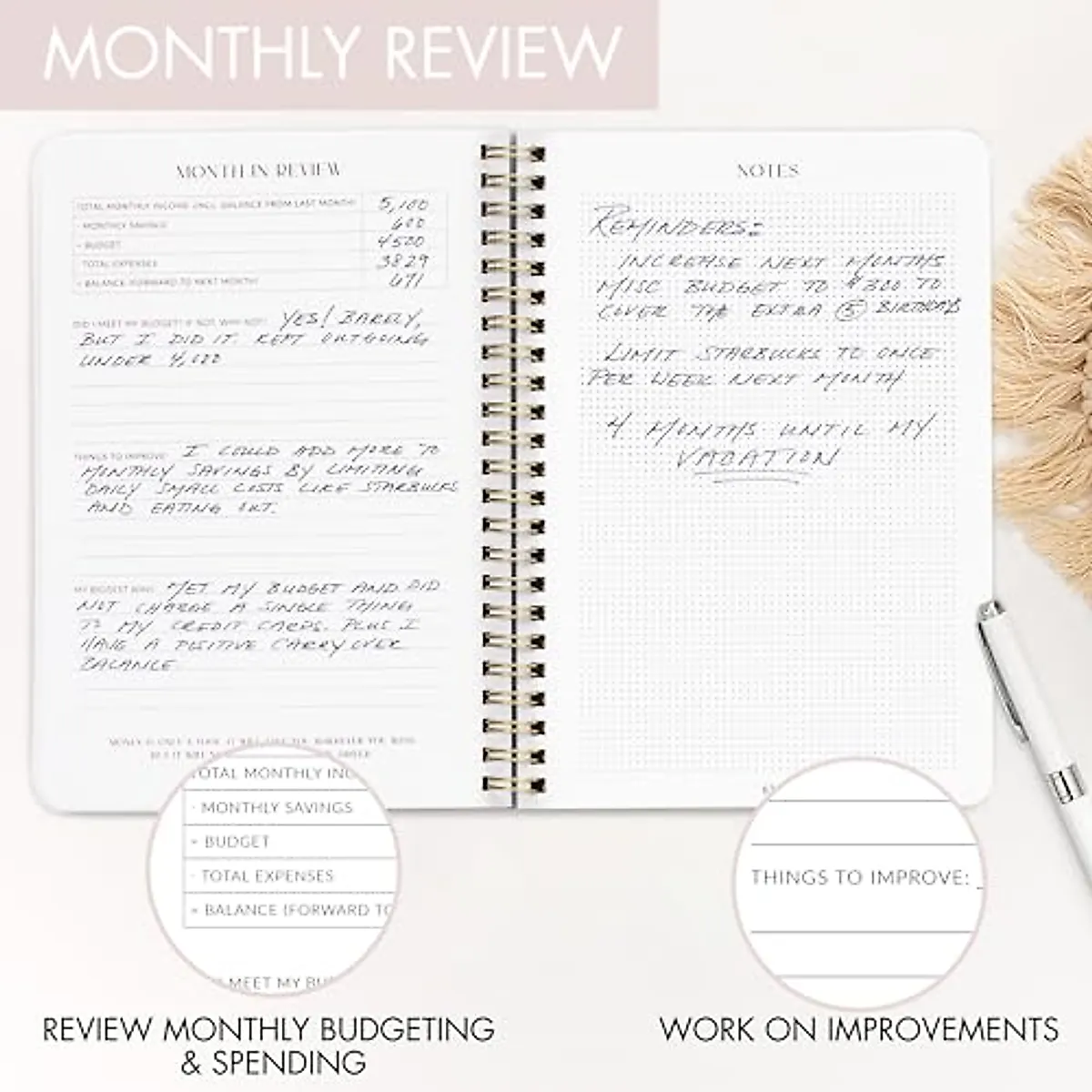 Easy to Use Monthly Budget Planner - 12 Month Financial Organizer with Expense Tracker Notebook - Monthly Money Budgeting Book That Manages Your Finances Effectively