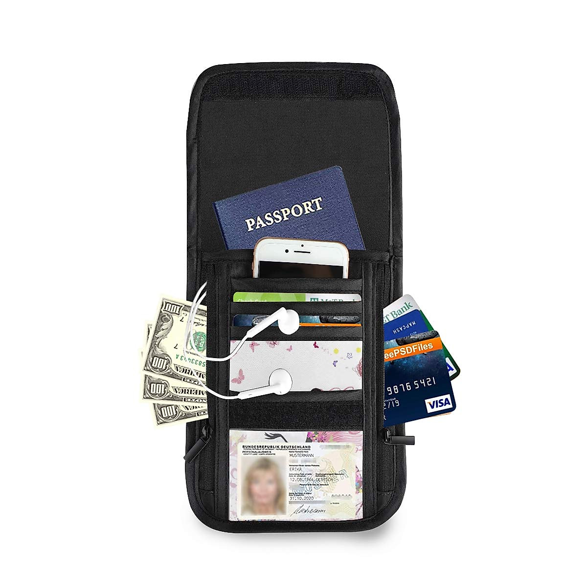 ALAZA Flower Fairy Pink Butterfly Small Crossbody Wallet Purse Cell Phone Bag Rfid Passport Holder with Credit Card Slots