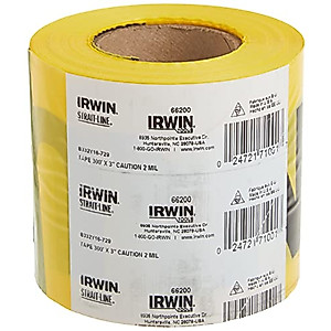 IRWIN Tools STRAIT-LINE 66200 Barrier Tape Roll, CAUTION, 3-inch by 300-foot (66200)