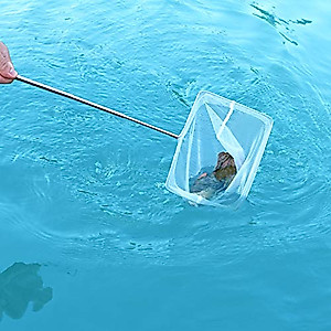 Whaline 4pcs Swimming Pool Skimmer Net Hot Tub Maintenance Accessory Kit Fine Mesh Leaf Skimmer Contain Pool Net, Scrubbing Brush and Sponge Brush, with a Pair of Gloves for Garden Pond Spa