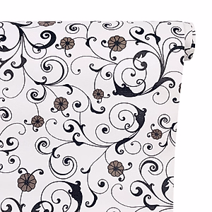 Yifely Black Vine Shelf Liner Self-Adhesive Furniture Paper DIY Dresser Drawer Covering Sticker 17.7 Inch by 9.8 Feet