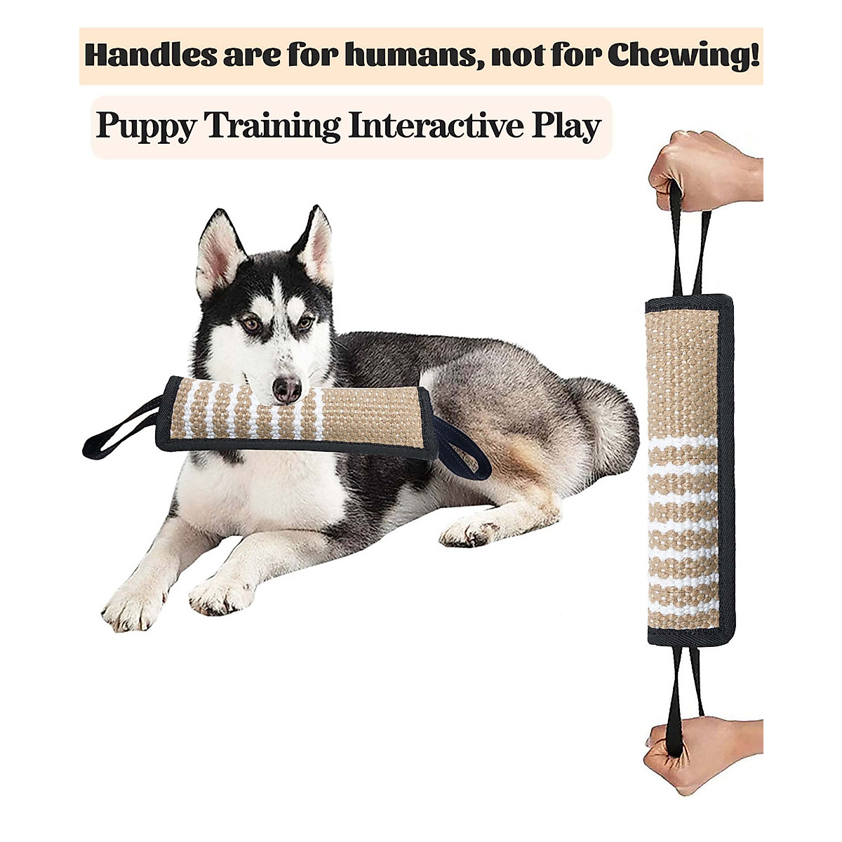 Clysrou Dog Tug Toy Dog，Tough Jute Bite Pillow - Durable, Training Equipment - Puppy to Large Dogs Interactive Toy.