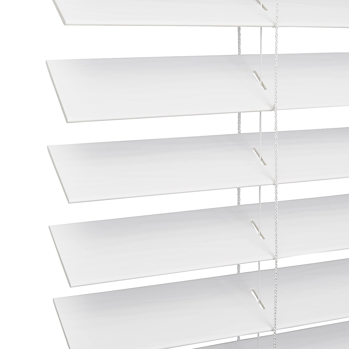 Lotus & Windoware Cordless, 2 Inch Faux Wood Room Darkening Blind, 34" Wide x 60" Long, Embossed, Bright White