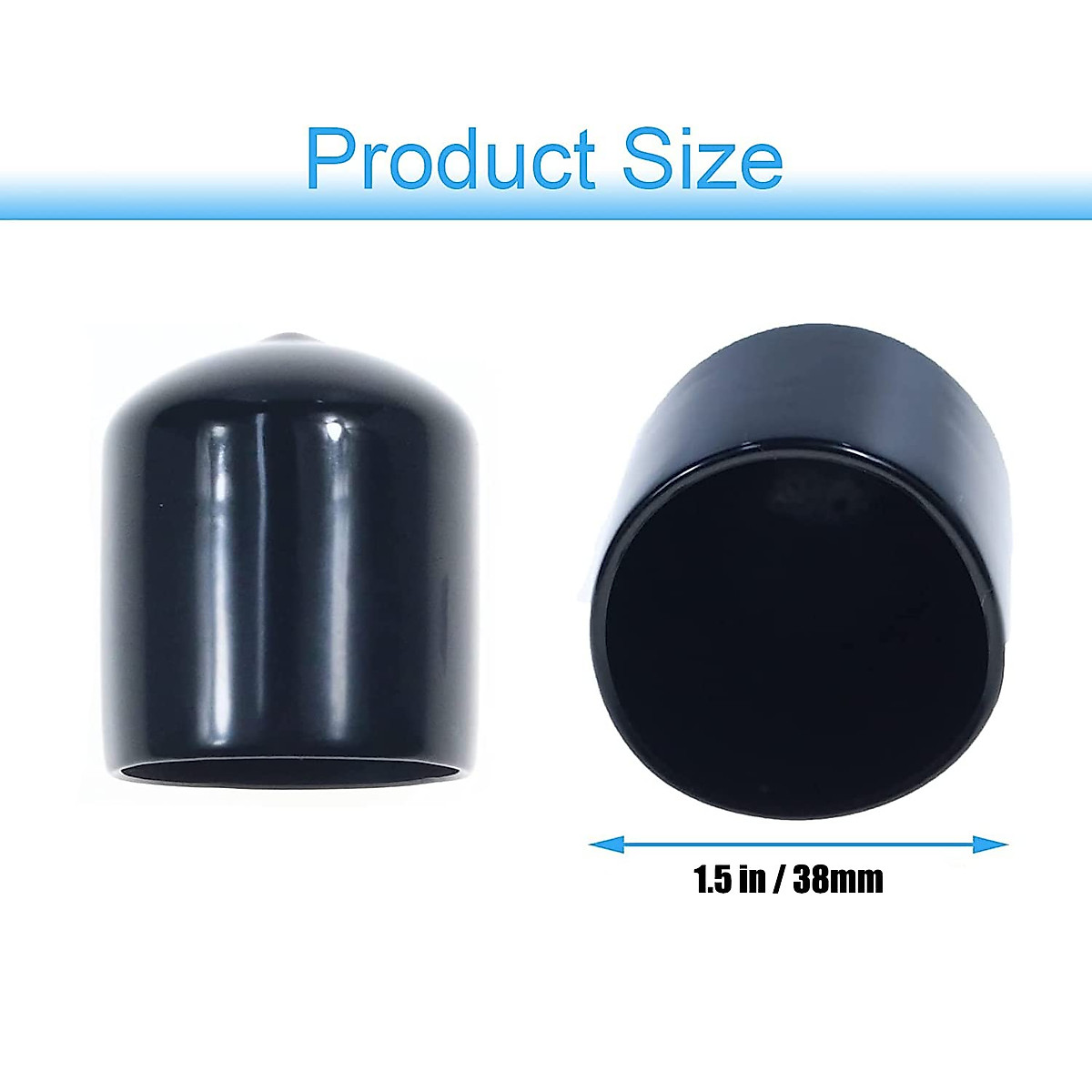 1.5" (38 mm) Rubber end caps Soft PVC Rubber Plug Thread Protective Sleeve Rubber Protective Cap Screw Protective Cap Round Plastic Cover Rubber Sleeve