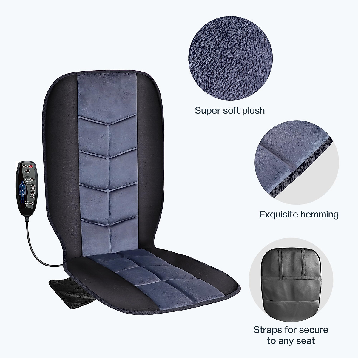 CILI Massage Chair Pad,Back Massage with Heat,Massage Pad with 10 Vibration Motors,30-60-90 Minutes Heating Options,Chair Massager for Office Chair, Massage Chair for Home Office Use (Black)