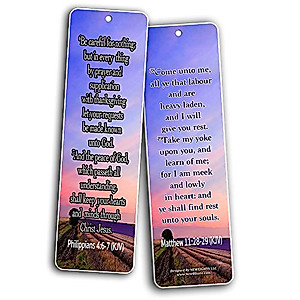Bible Verses About Stress and Anxiety KJV Bookmarks (12-Pack) - Inspiring Scriptural Texts About How to Relieve Our Worries