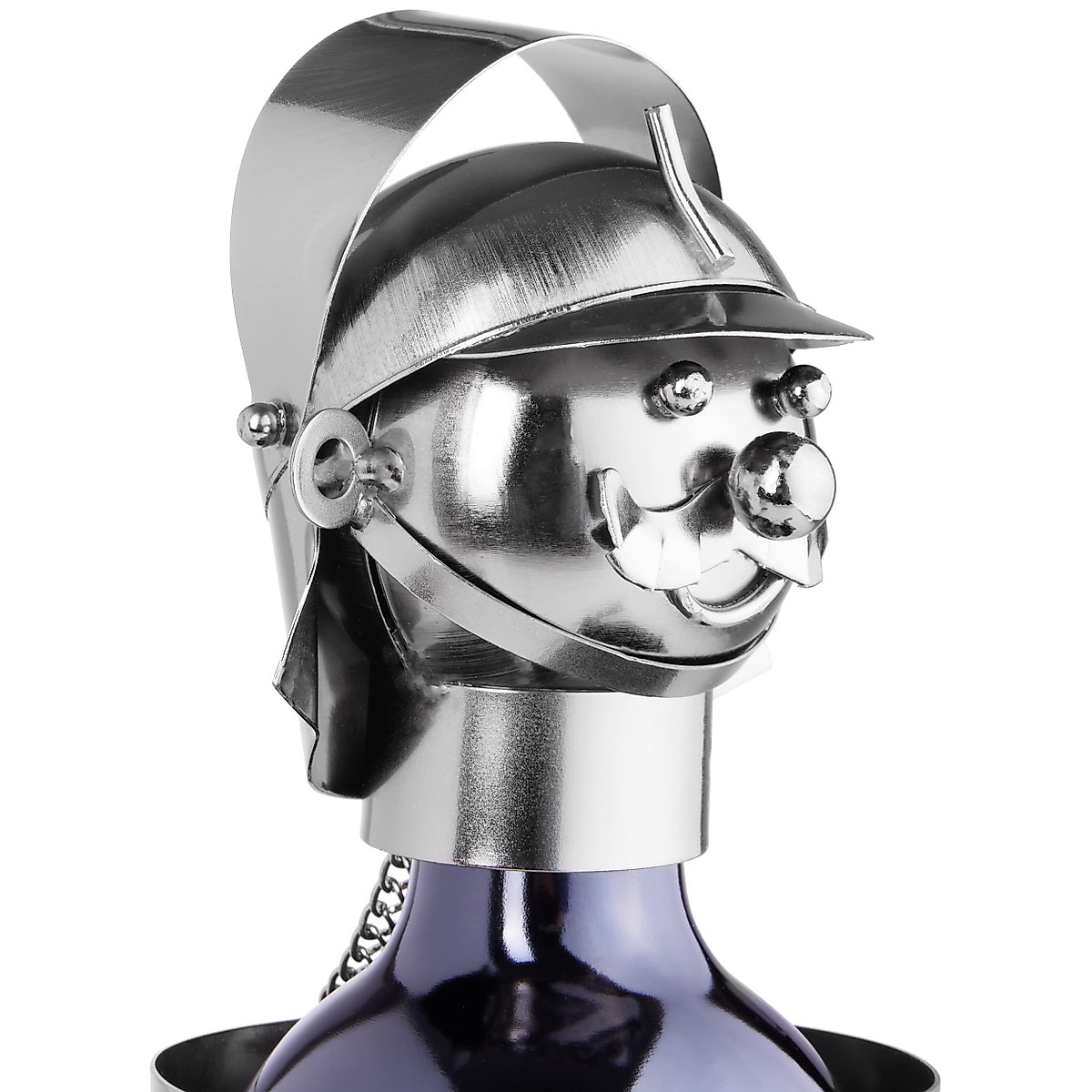 BRUBAKER Wine Bottle Holder Firefighter - Metal Sculpture - Wine Rack Decor - Tabletop - with Greeting Card