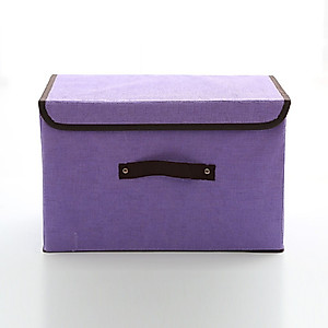 MOCOFO Set of 2 Foldable Storage Box with Lids and Handles Storage Basket Storage Needs Containers Organizer With Built-in Cotton Fabric Closet Drawer Removable Dividers