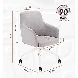 Novigo Upholstered Home Office Kid's Desk Chair Task Chair Leisure Chair for Bedroom Studying Room Vanity Room Grey
