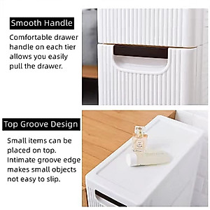 7.48in Slim Rolling Drawer on Wheels Narrow Storage Cabinet Cart with 5 Drawers, Thin Standing Shelf Units 5-tier Plastic Rolling Drawer for Bathroom, Bedroom, Living Room