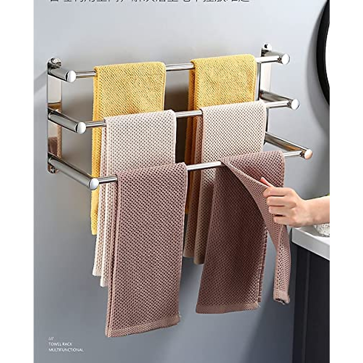 Towel Racks, Towel Rack for Bathroom Towel Rack Towel Rack for Bathroom 3 Tier Bath Towel Rack Stainless Steel Wall Mounted Towel Rack Towel Rack for Kitchen/60Cm/a