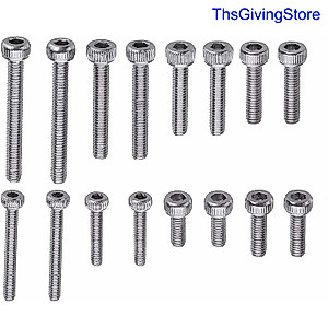 50PCS Headshell Screws, Universal Turntable Cartridge Headshell Mounting Kit, 304 Stainless Steel Button Head Hex Socket Cap Screws Bolts, Washers, Nuts Assortment Kit with Wrenches