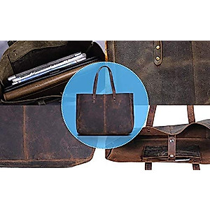 KomalC Leather Shoulder Bag Tote for Women Purse Satchel Travel Bag shopping Carry Messenger Multipurpose Handbag (18.5 INCH, Buffalo Distressed Tan)