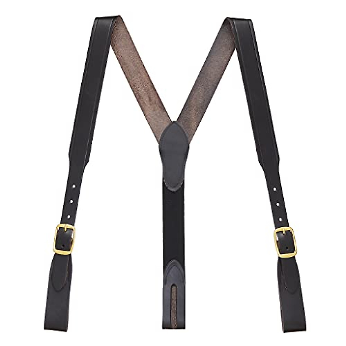 Suspender Store Plain Crease Handcrafted Western Leather Suspenders - 1.5-Inch Wide - Belt Loop - X-Large - 44-48 Inches - Black